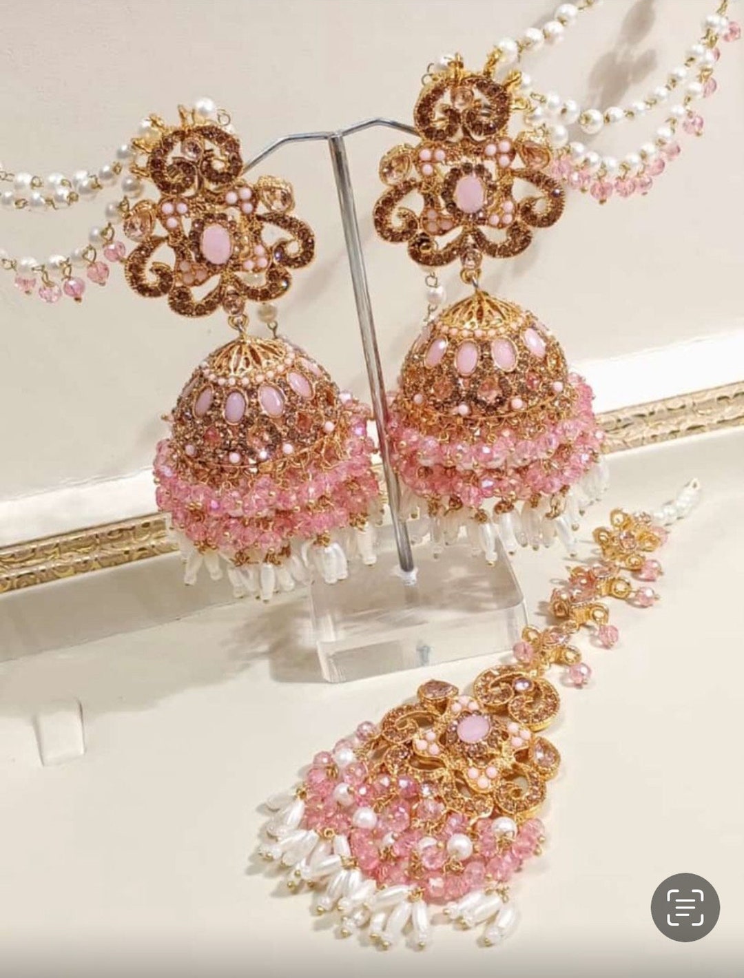 Nauratan Multi Stone Earrings Tikka Set/ Pakistani Jewelry/pakistani ...