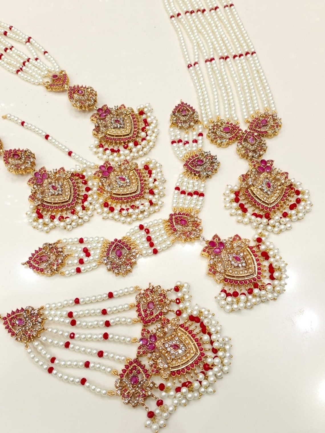Nauratan Bridal Pearl Necklace Set | Traditional Pakistani Wedding ...