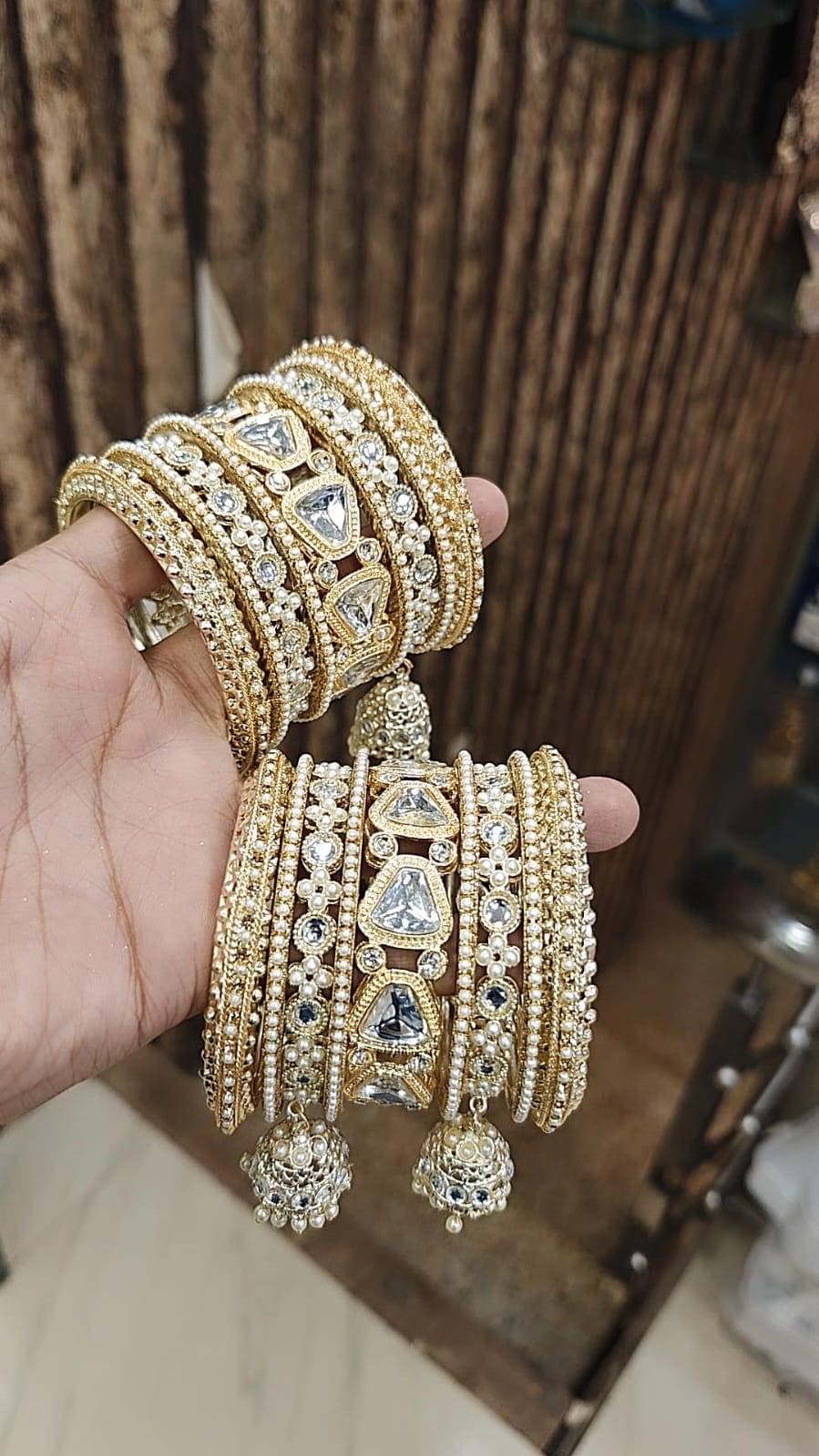 Gold Kundan Bridal Bangle Set | Indian Pakistani Wedding Jewelry ...