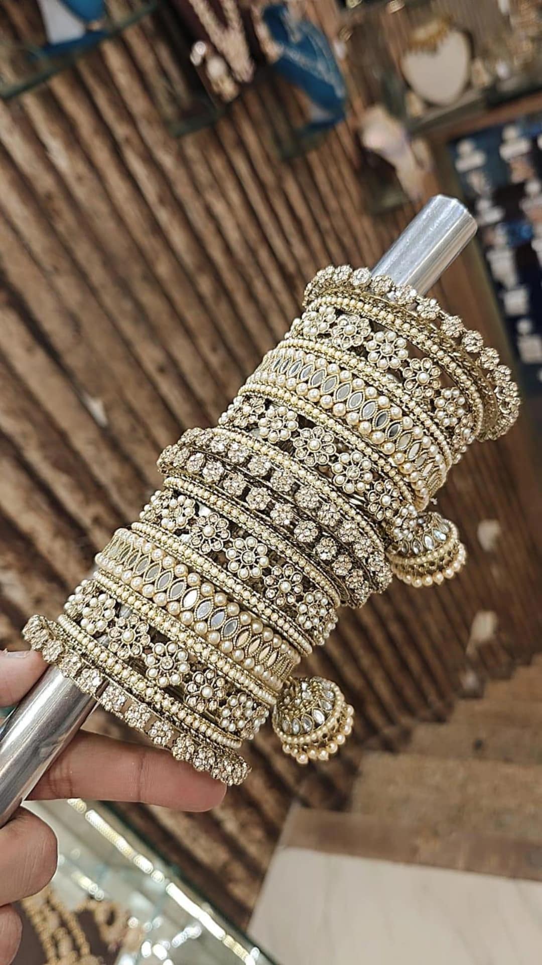Indian Pakistani Bridal Bangle Set | Pearl and Crystal Wedding Jewelry ...