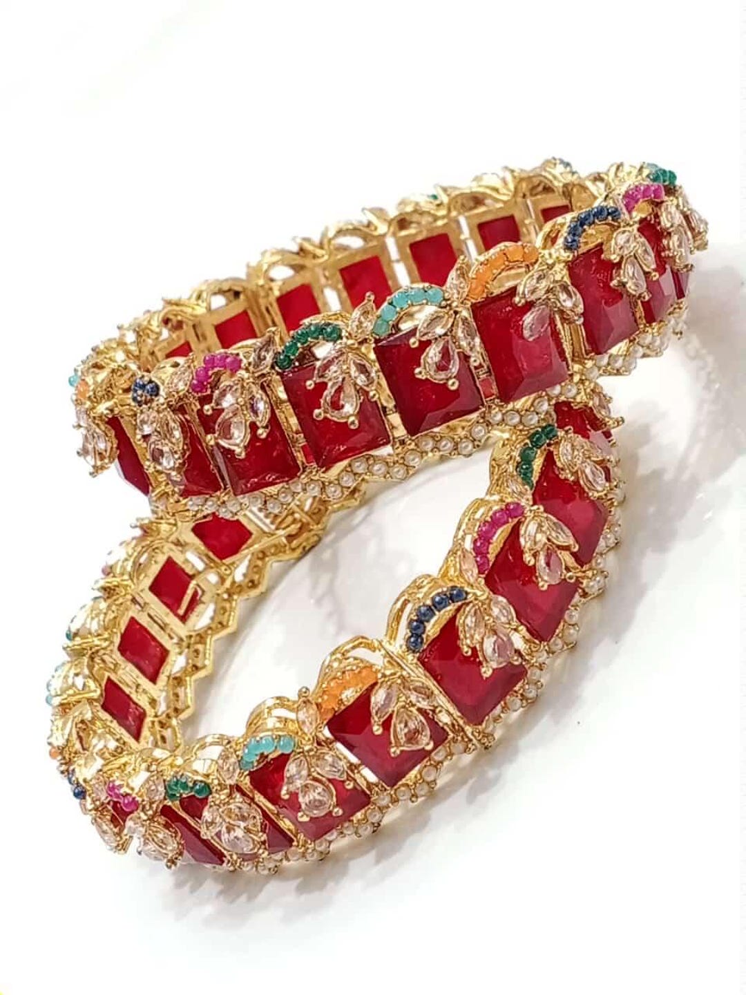 Openable Nauratan Bangle Pair | Indian Bridal Jewelry Set | Pakistani ...