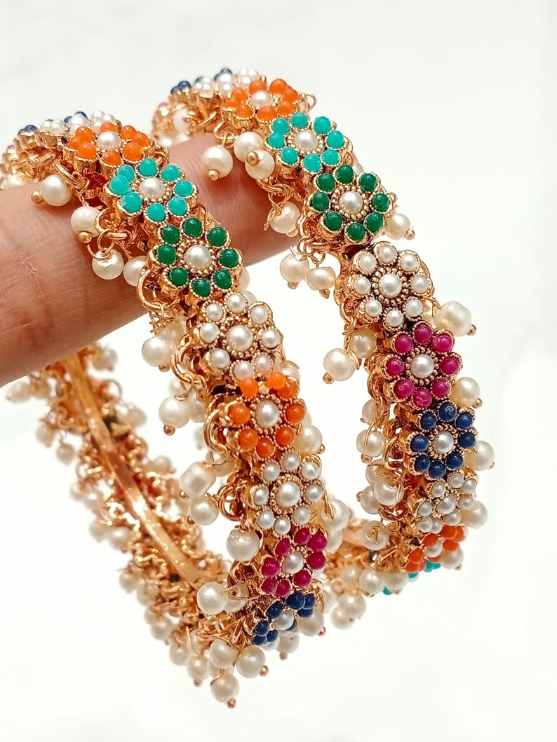 Nauratan Bangles Pair: Indian Bridal Jewelry Wedding Set - Etsy