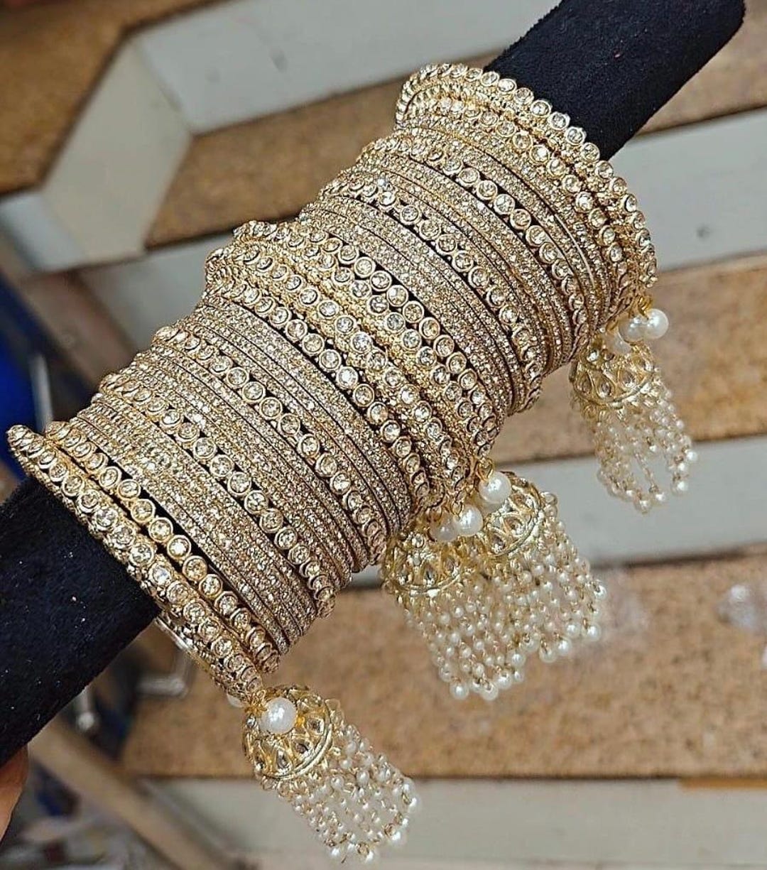 Bangles Set Gold / Indian Pakistani Bridal Shaadi Jewelry Wedding Set ...