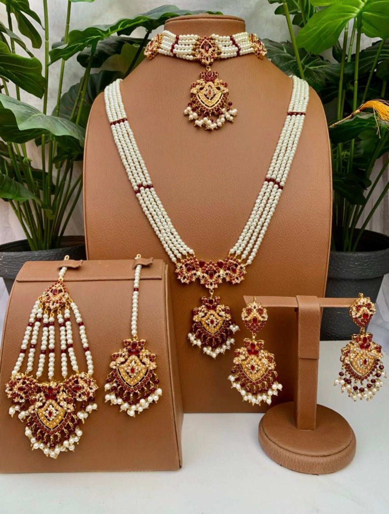 Nauratan Bridal Pearl Necklace Set | Traditional Pakistani Wedding ...