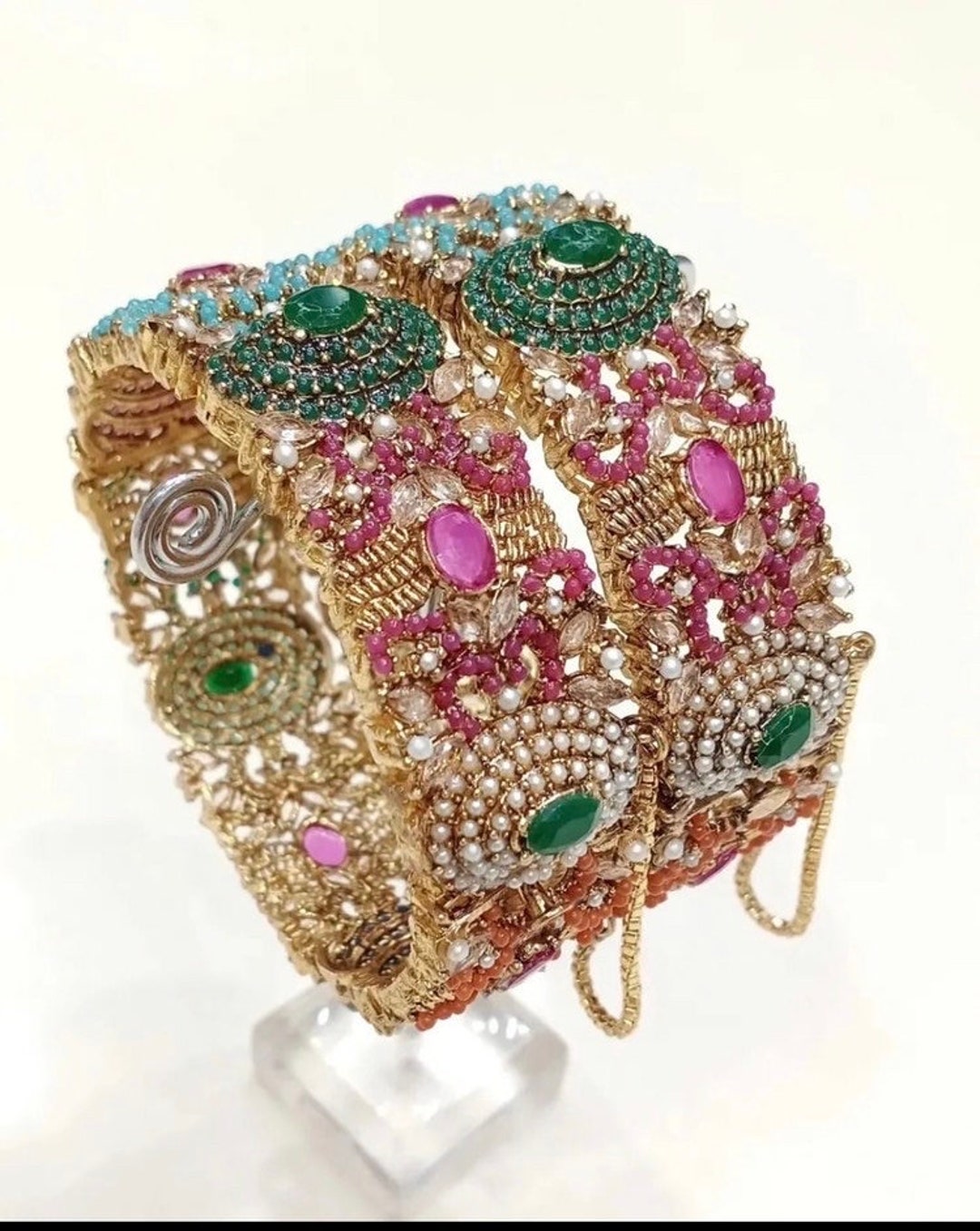Openable Nauratan Bangles Pair | Indian Pakistani Bridal Wedding ...