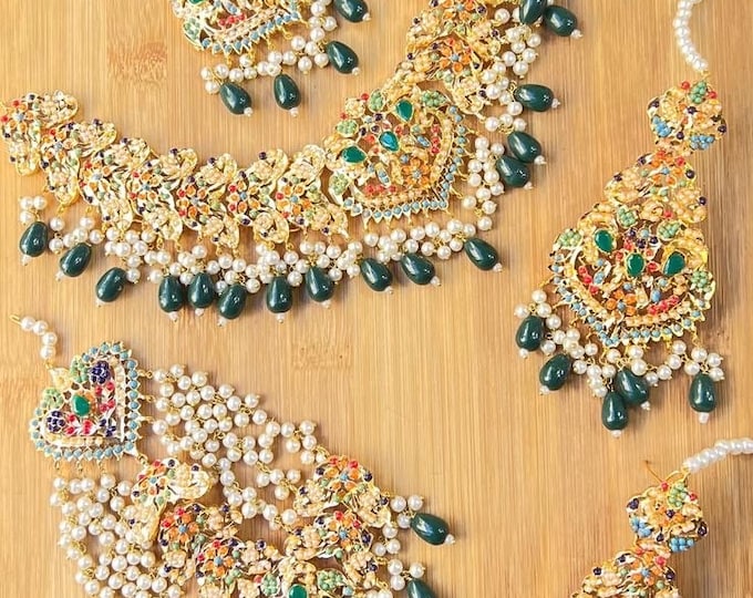 Nauratan Hyderabadi Bridal Set / Indian Pakistani Shaadi - Etsy