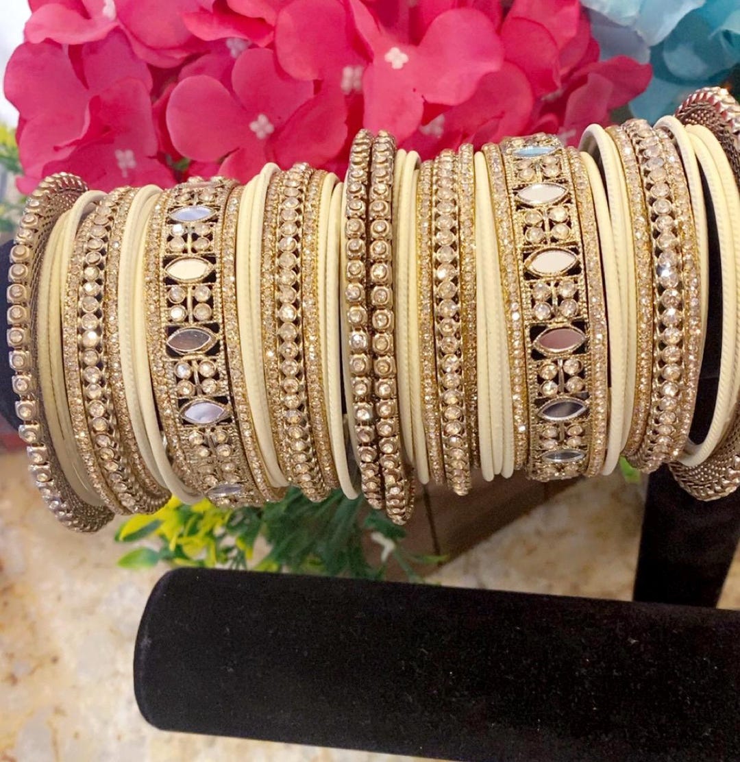 Bangles Set in White / Indian Pakistani Bridal Shaadi Jewelry Wedding ...