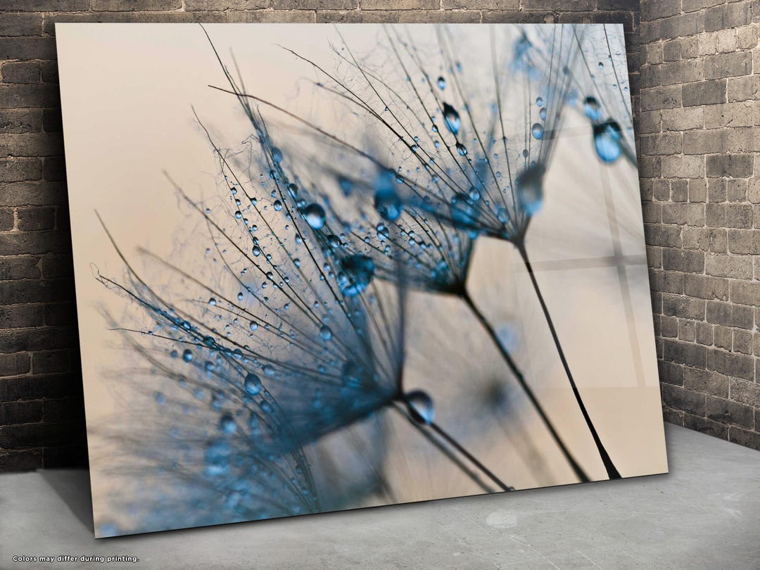 Flowers Wall Art, Raindrop Glass Decor, Housewarmir, Large Wall Art ...