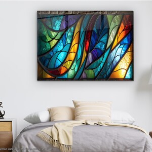 Stained Window Glass, Abstract Glass Art, Tempered Glass, Modern Wall ...