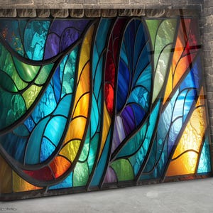 Stained Window Glass, Abstract Glass Art, Tempered Glass, Modern Wall ...