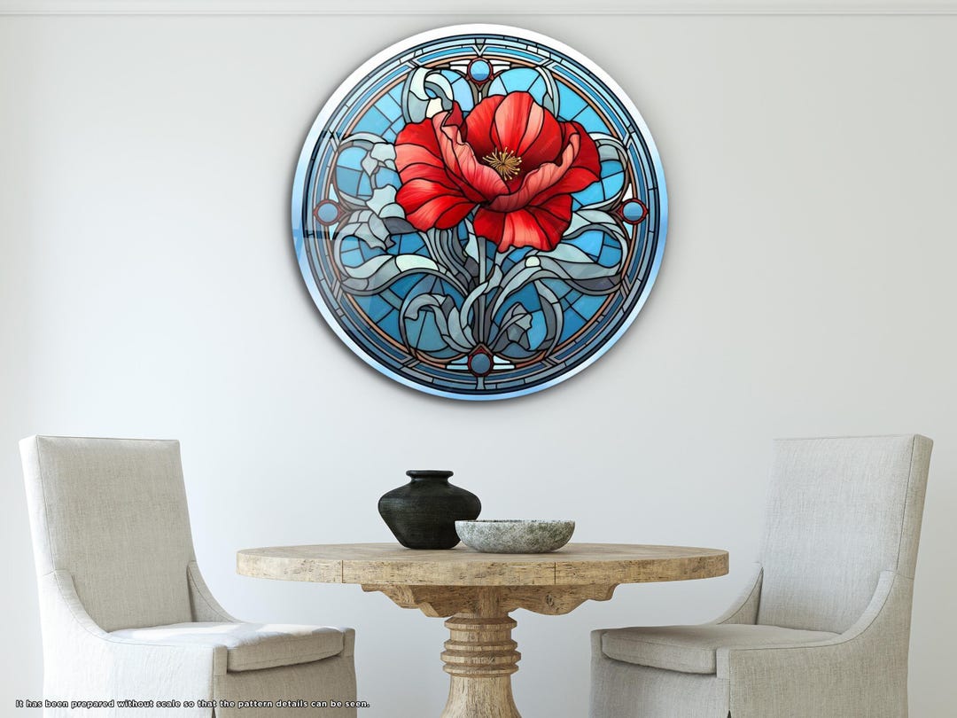 Stained Rose Glass Art, Glass Wall Decor, Wall Hangings, Home Decor ...