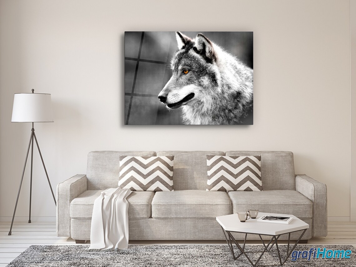 Wolf Glass Wall Art Glass UV Printing Large Glass Painting - Etsy