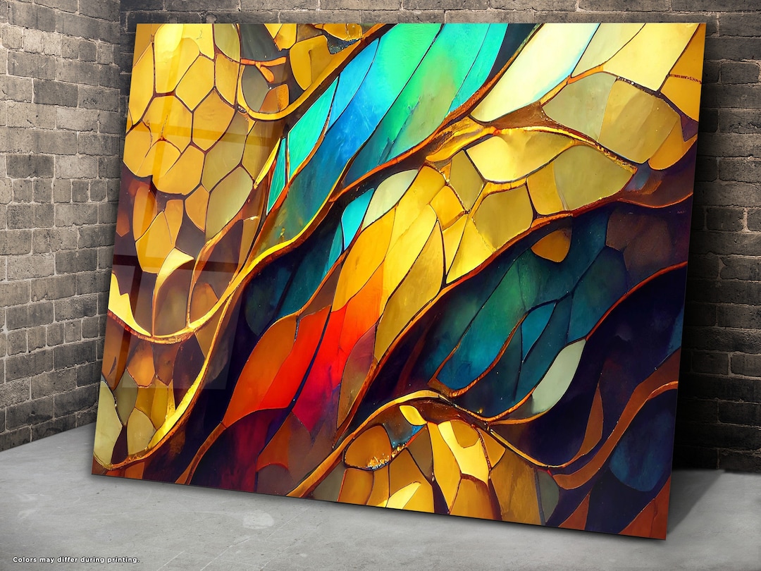 Stained Glass Art Abstract Wall Art Mosaic Glass Wall Art Living Room Wall Art Durable Glass