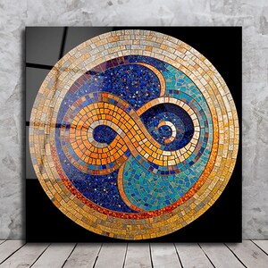 Infinity Symbol Glass Wall Art-round Ancient Mosaic-modern Art-round ...