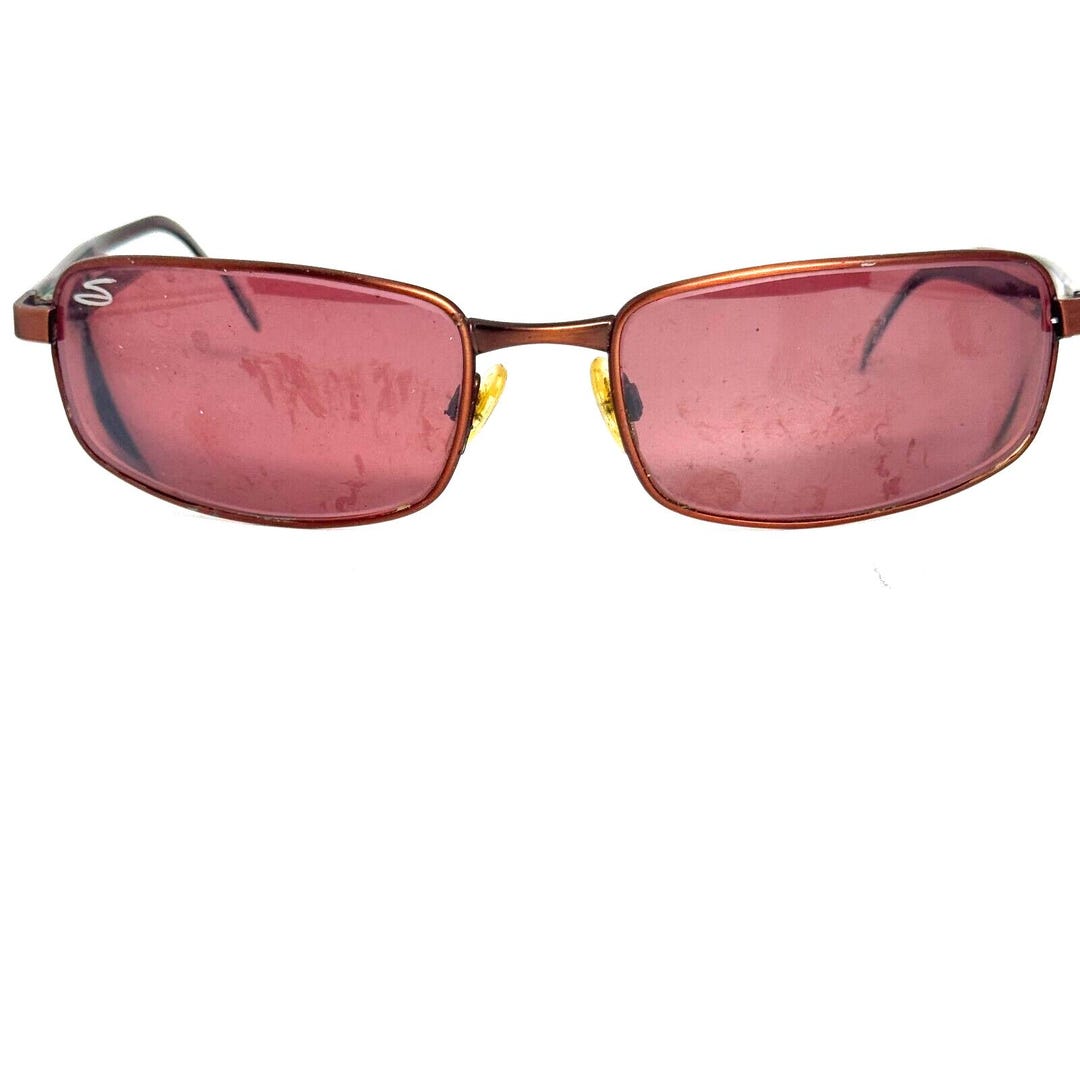 Serengeti Bronze Red Lens Rectangular Wrap Metal Sunglasses Frames ...