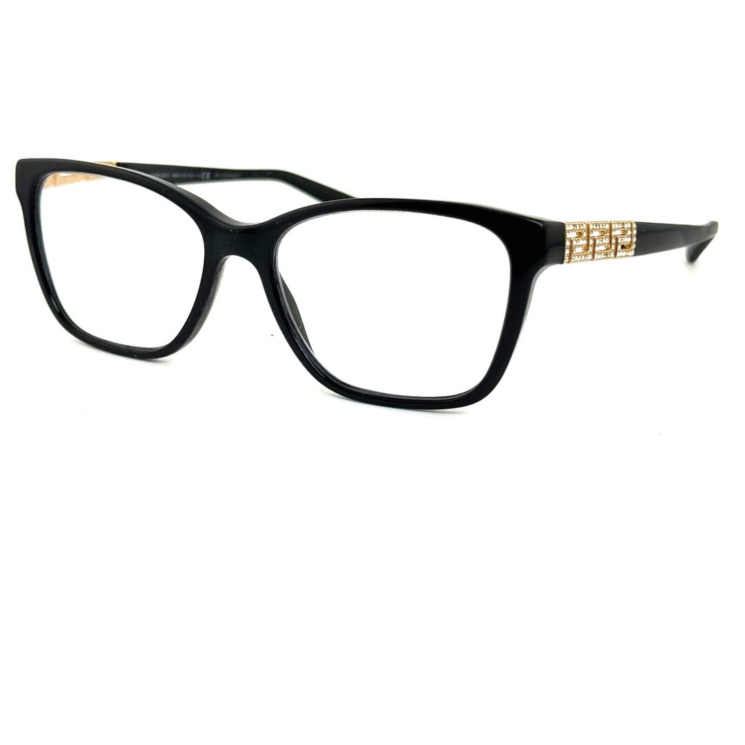 Versace Mod. 3192-B GB1 Gloss Black Gold Rhinestone Eyeglasses Frame 52 ...