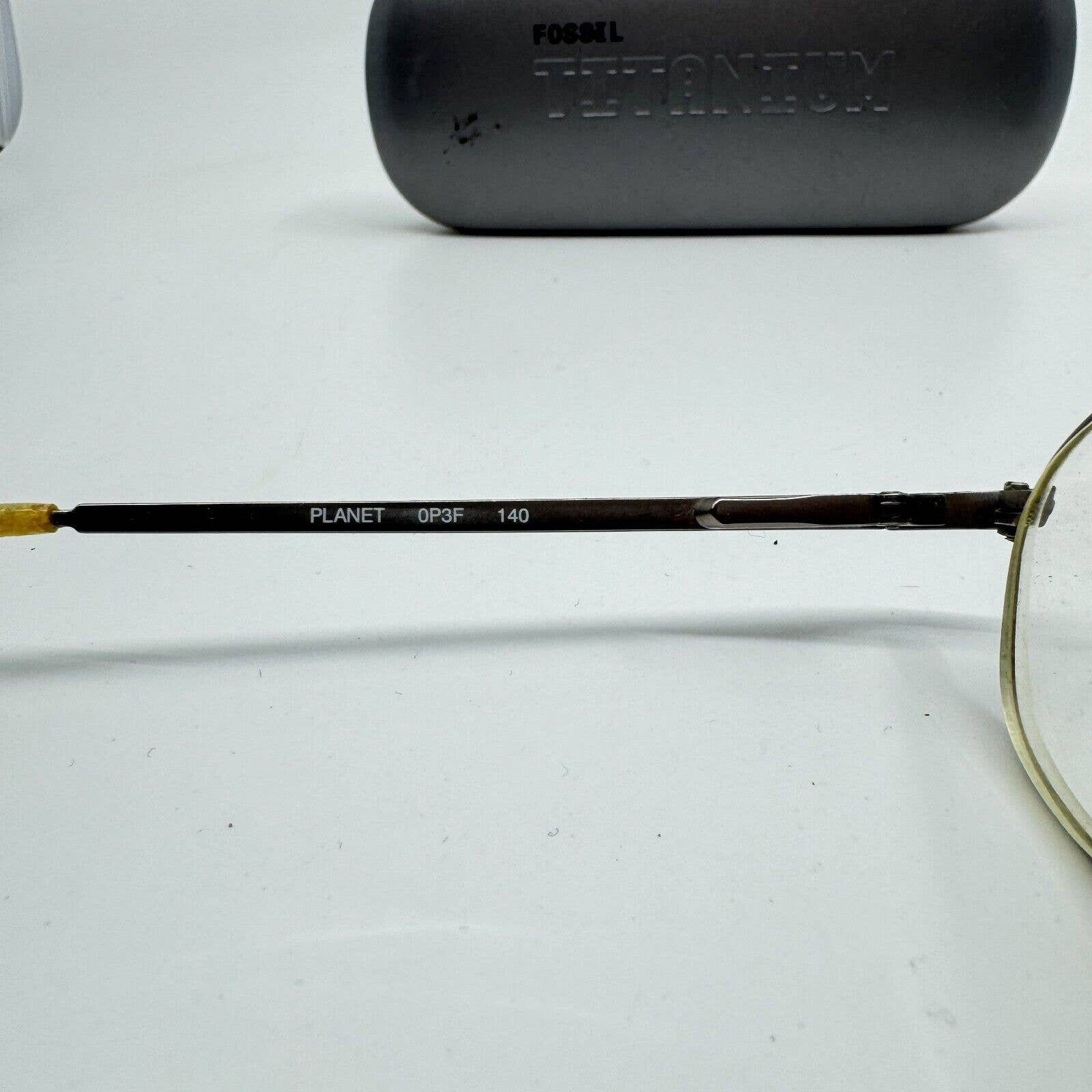 Fossil Titanium Eyeglasses Frames With Case Round Silver Yellow 54mm ...