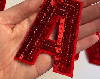Red Sequin Letter Patch Patches Iron on / Sew on Retro - Etsy