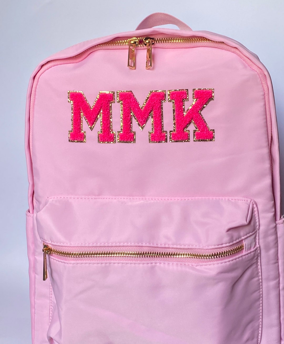 Light Pink Nylon Backpack With Chenille Letters Personalized - Etsy