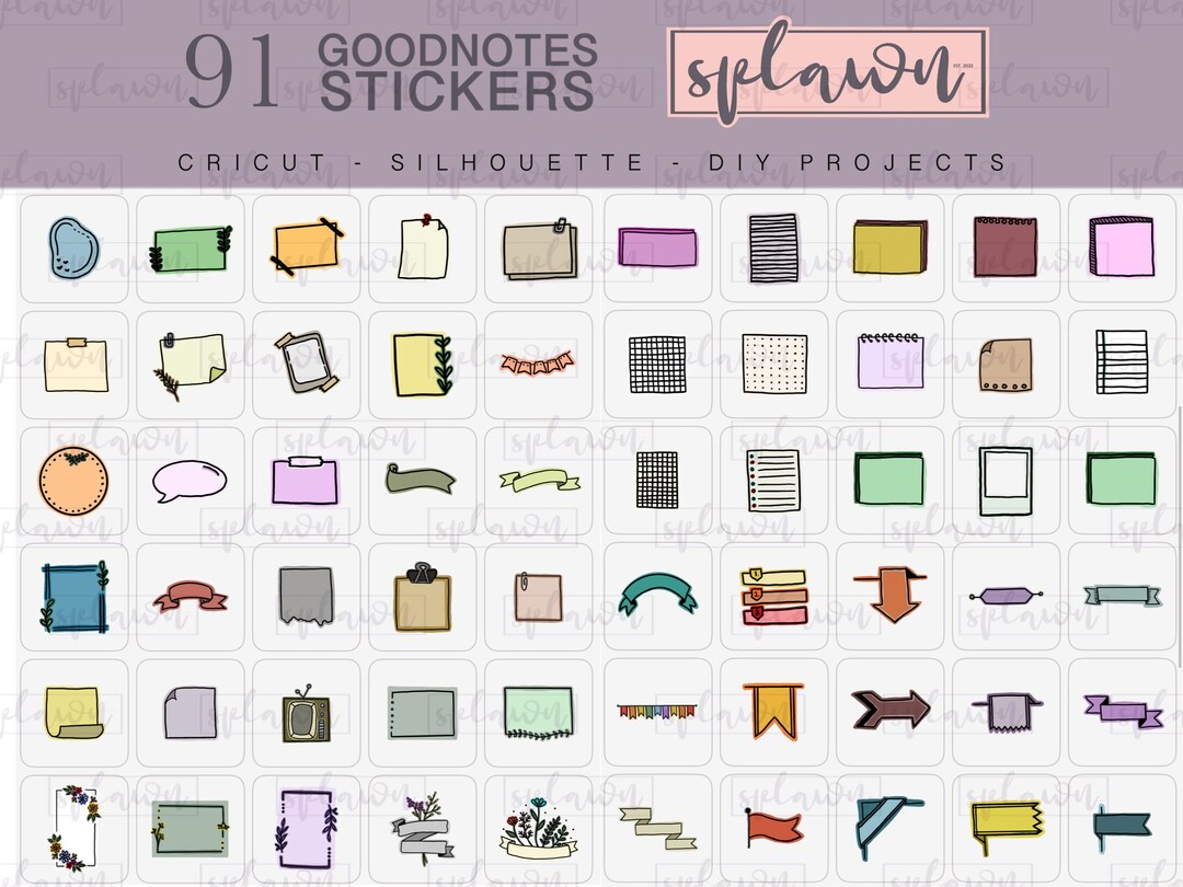 91 Note and Banner Stickers for Goodnotes, Digital Planner Stickers ...