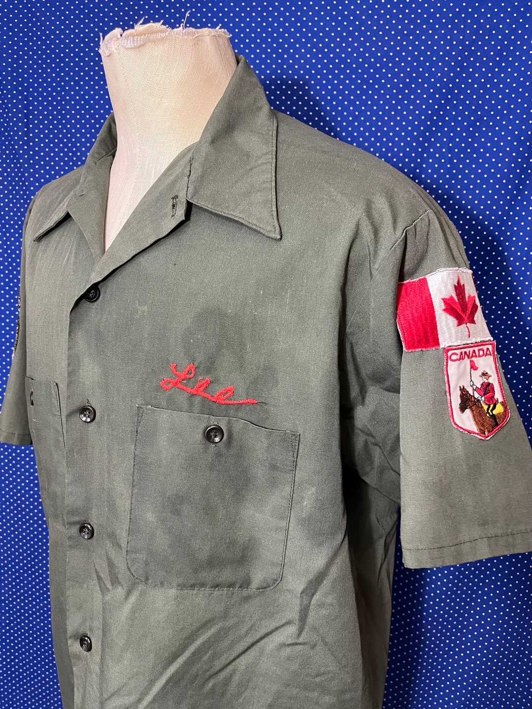 Distressed Vintage 1970’s Big Mac Button up Shirt With Gun Club and ...