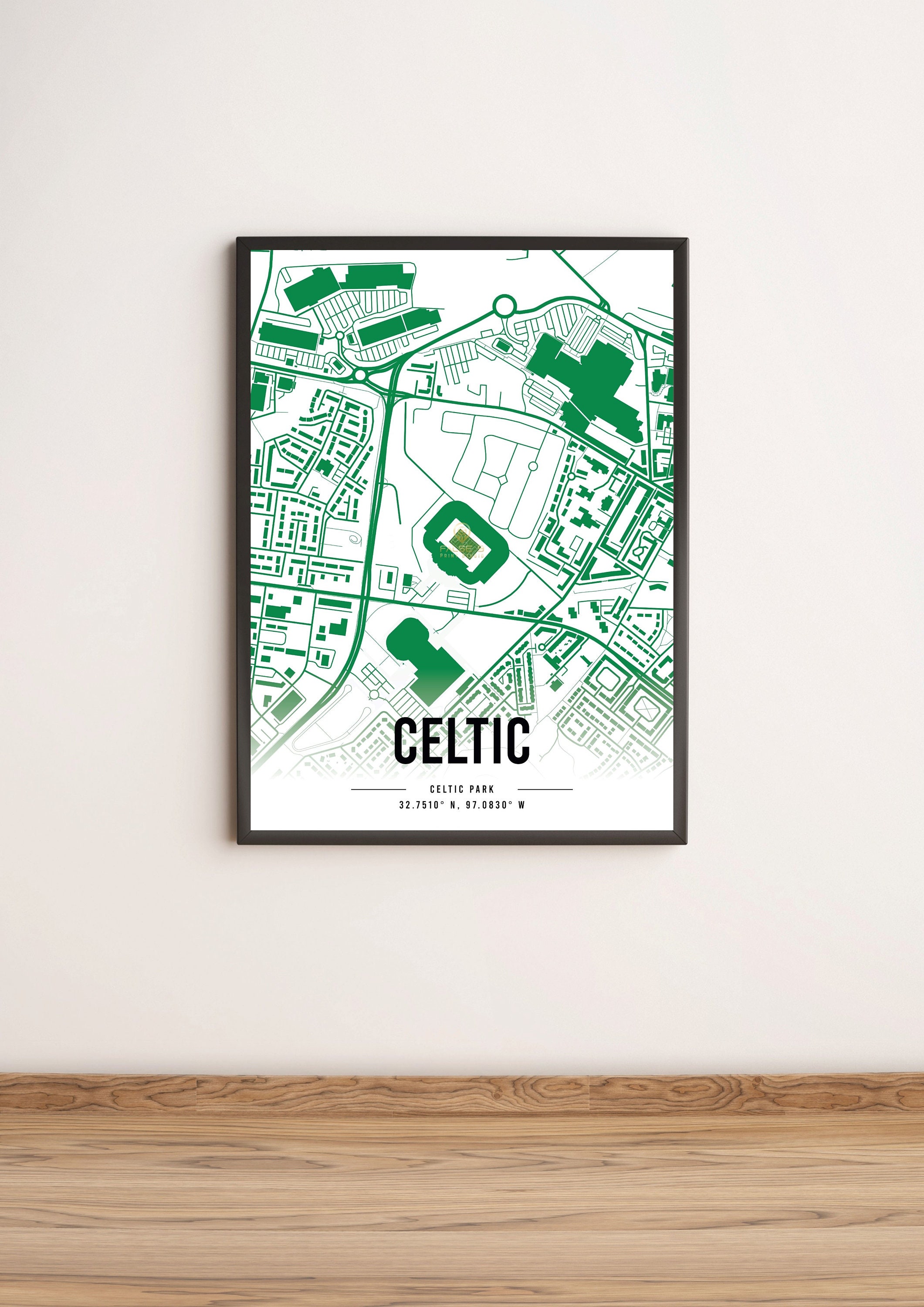 Glasgow Celtic Celtic Park Map Location Print Colour - Etsy UK