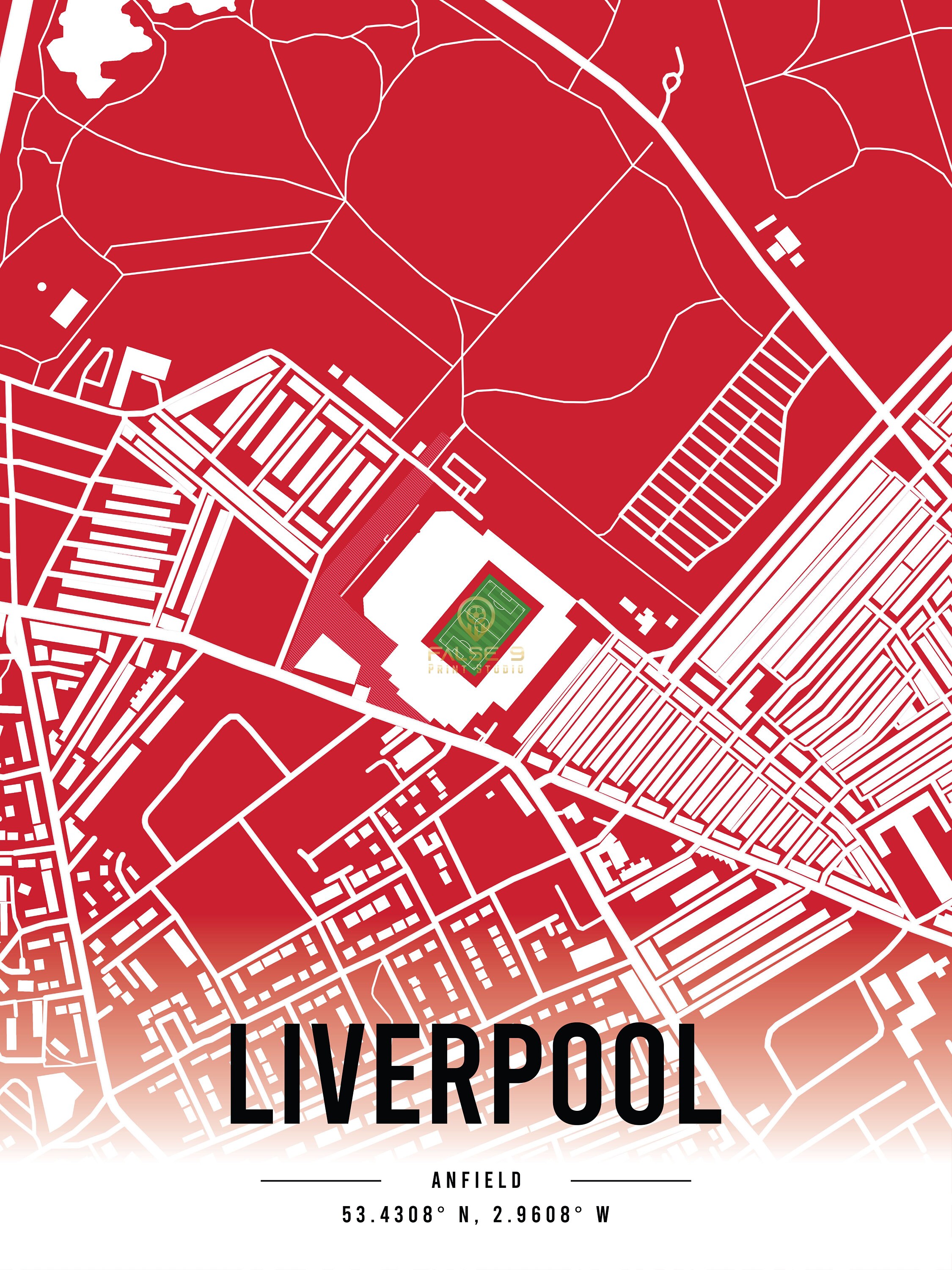 Liverpool Anfield Map Location Print Colour - Etsy UK