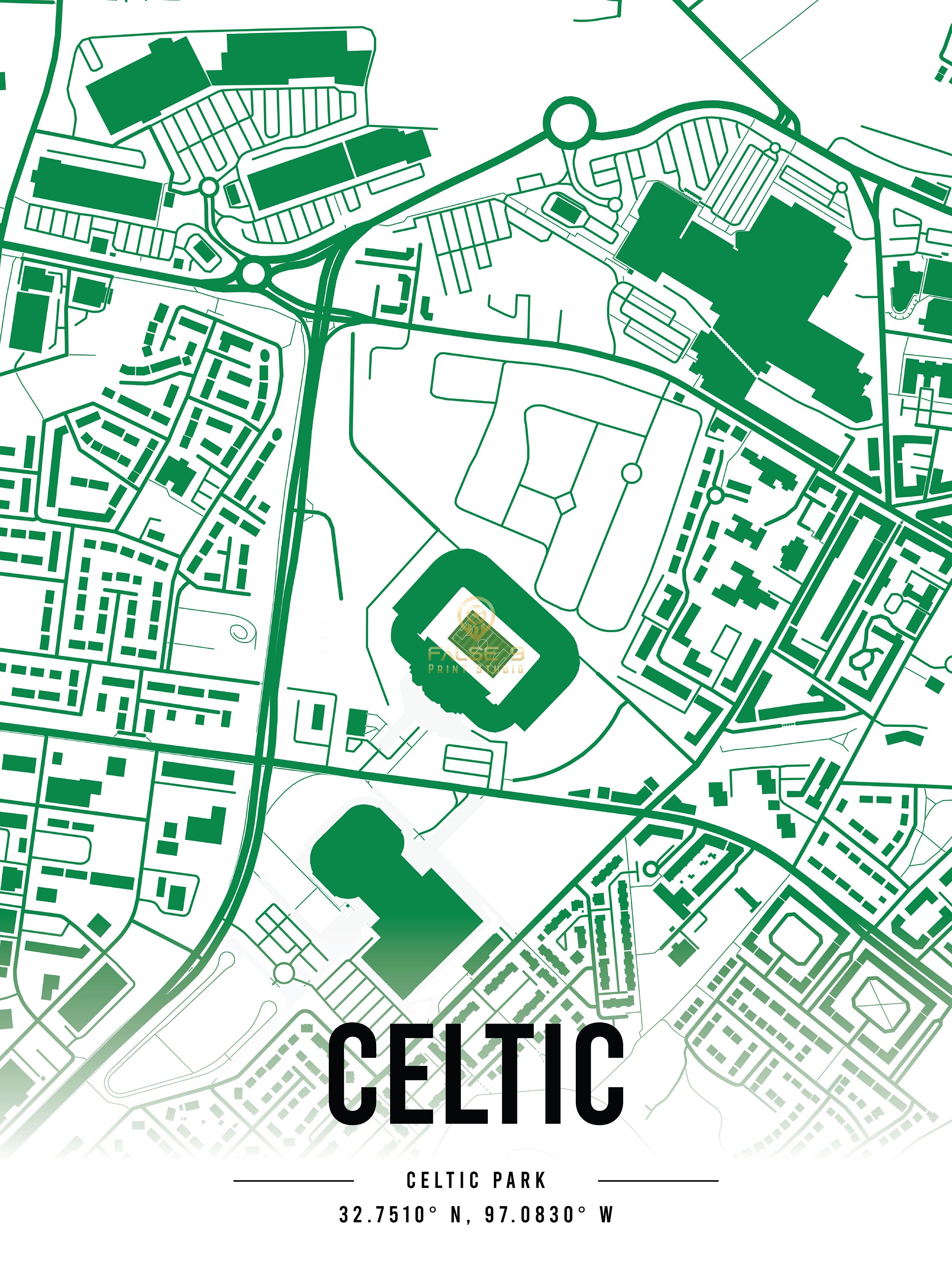 Glasgow Celtic Celtic Park Map Location Print Colour - Etsy UK