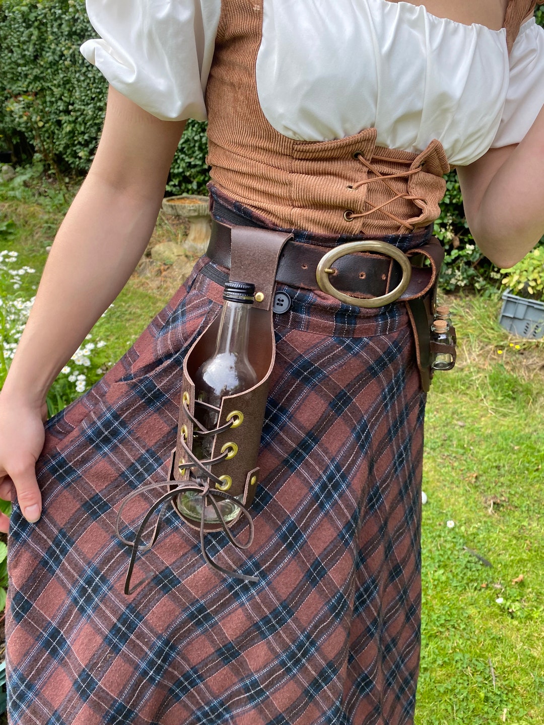 Brown Leather Bottle Holder Belt Attachment Cup Holder Belt Accessory ...