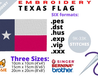 Texas Flag Star Embroidery Design Instant Download - Etsy