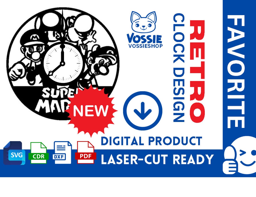 Retro Super M Bro Laser-cut Digital Design | SVG, Dxf, CDR, Pdf | 3mm ...