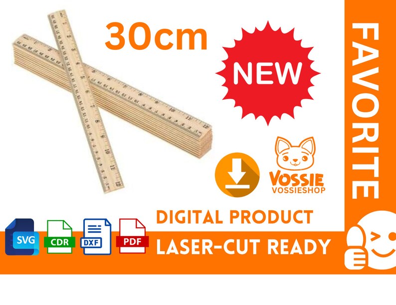 30cm Ruler Laser-cut/cnc Digital Design | Svg, Dxf, Cdr, Pdf | 3mm ...