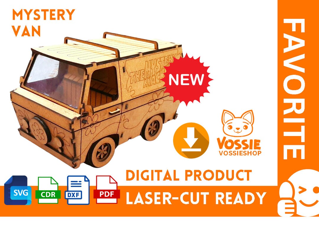 Mystery Machine Laser-cut Digital Design | Svg, DXF, Cdr, PDF | 3mm ...
