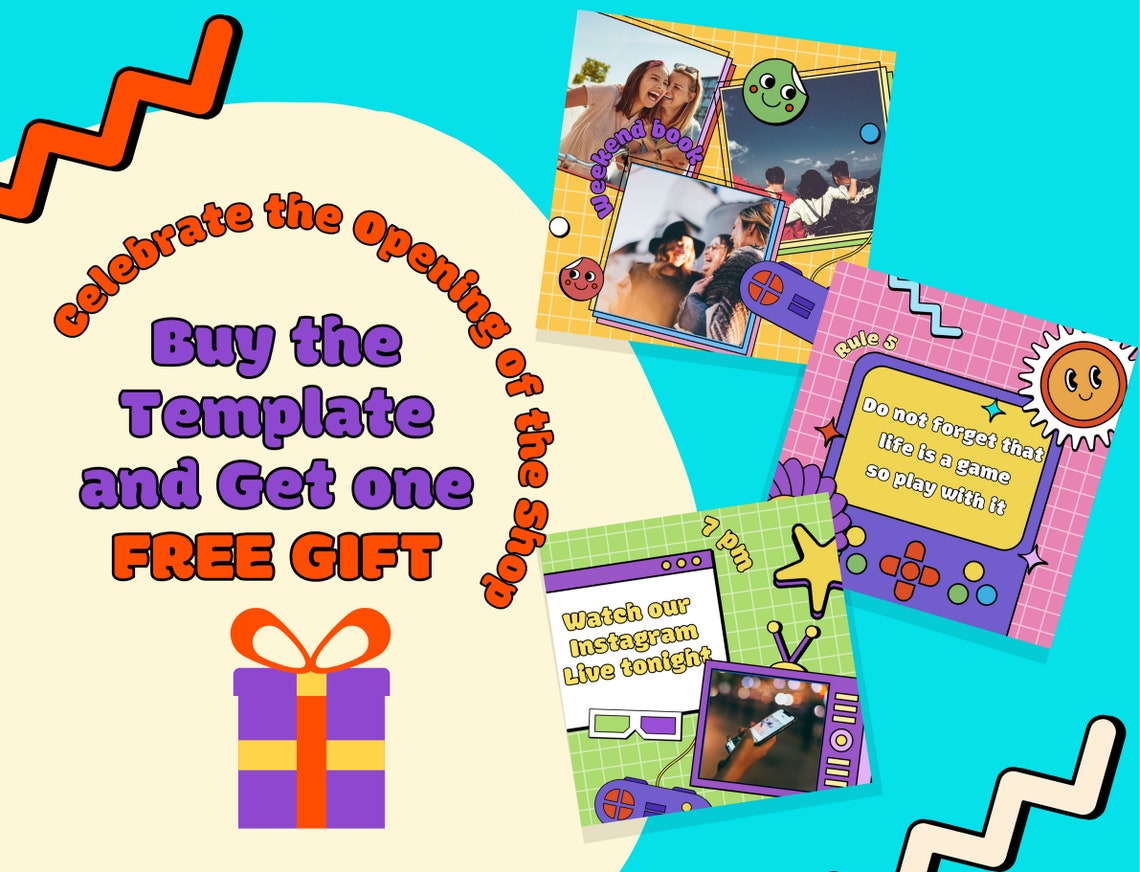 RETRO IG TEMPLATE, Real Estate Content, Branding Coach, Business Posts ...