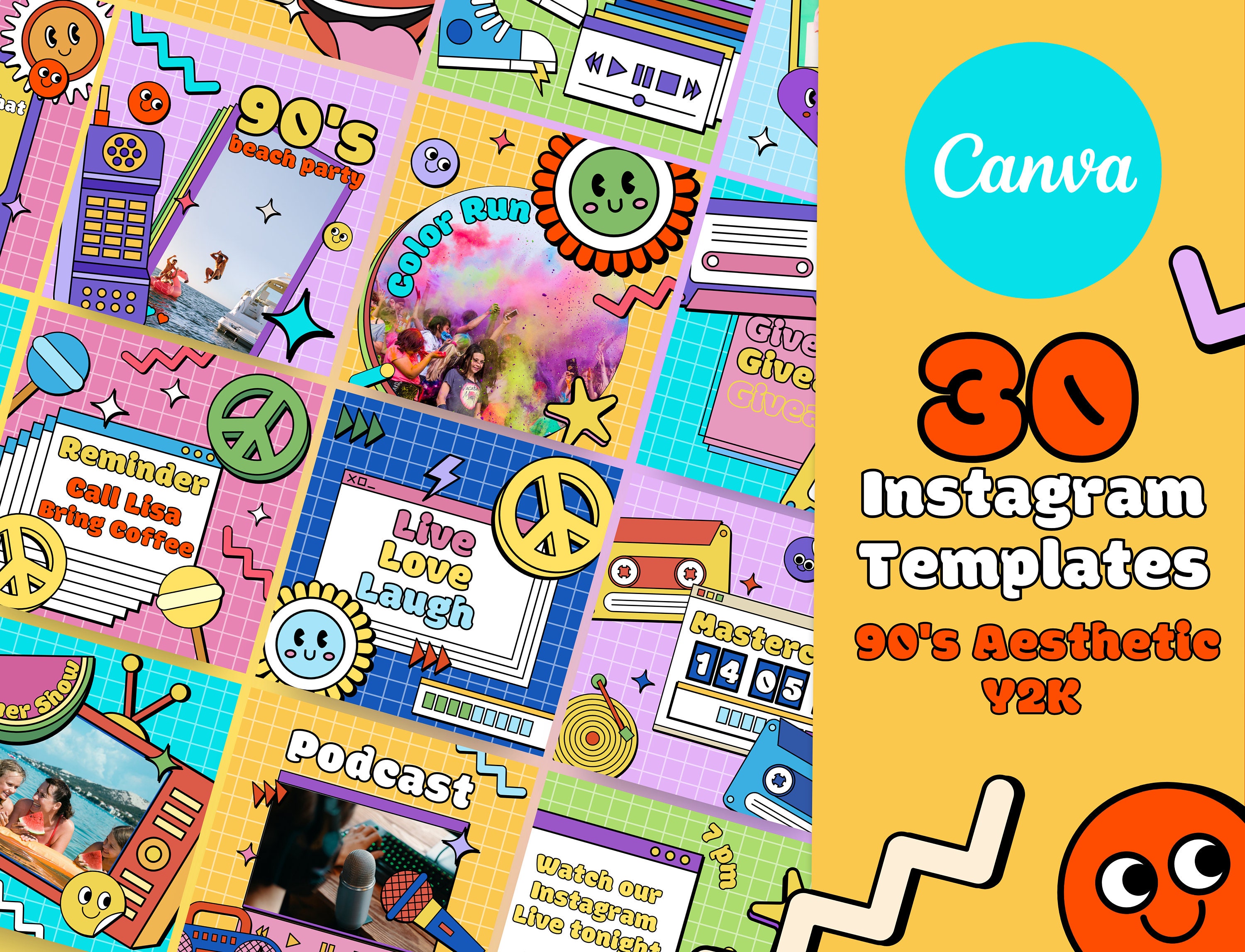 RETRO IG TEMPLATE, Real Estate Content, Branding Coach, Business Posts ...