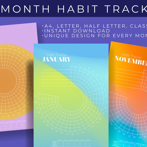 12 Month Tracker - Etsy