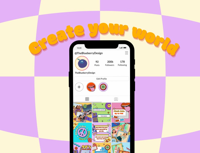 RETRO IG TEMPLATE, Real Estate Content, Branding Coach, Business Posts ...