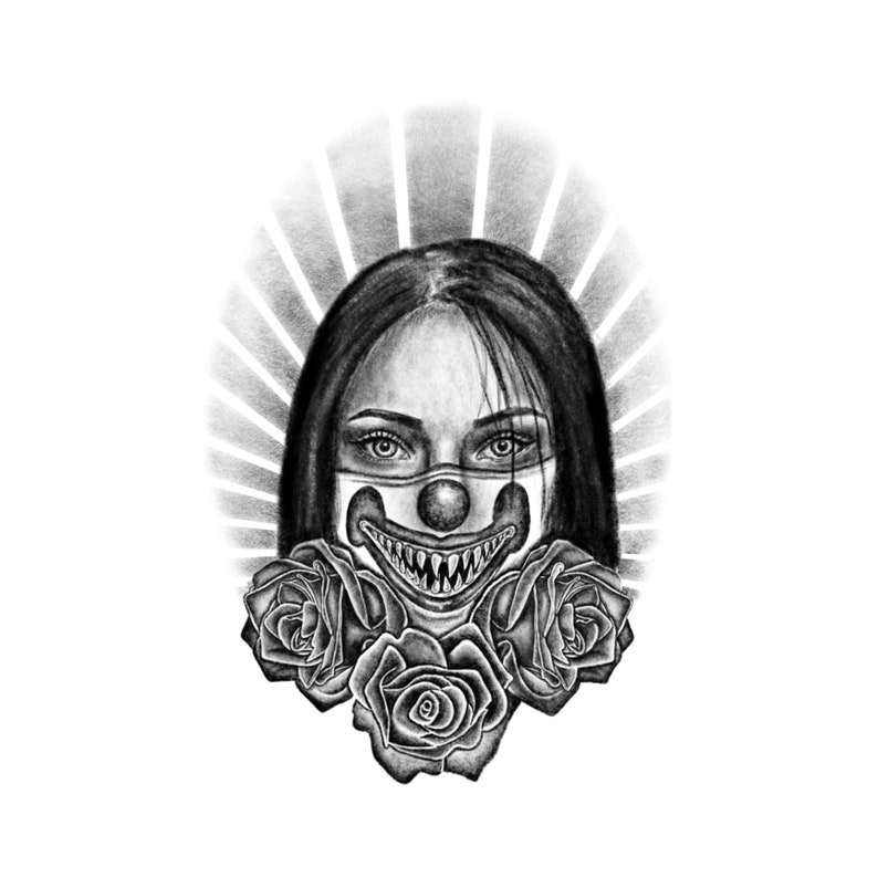 Chicano Clown Girl Tattoo Design PNG File Digital Download Print ...