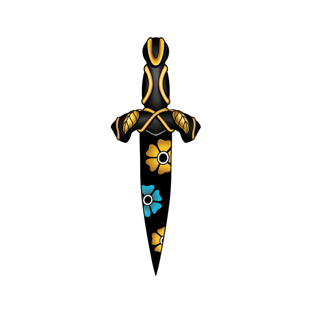 Floral Dagger Tattoo Design PNG File Digital Download Print Sublimation ...