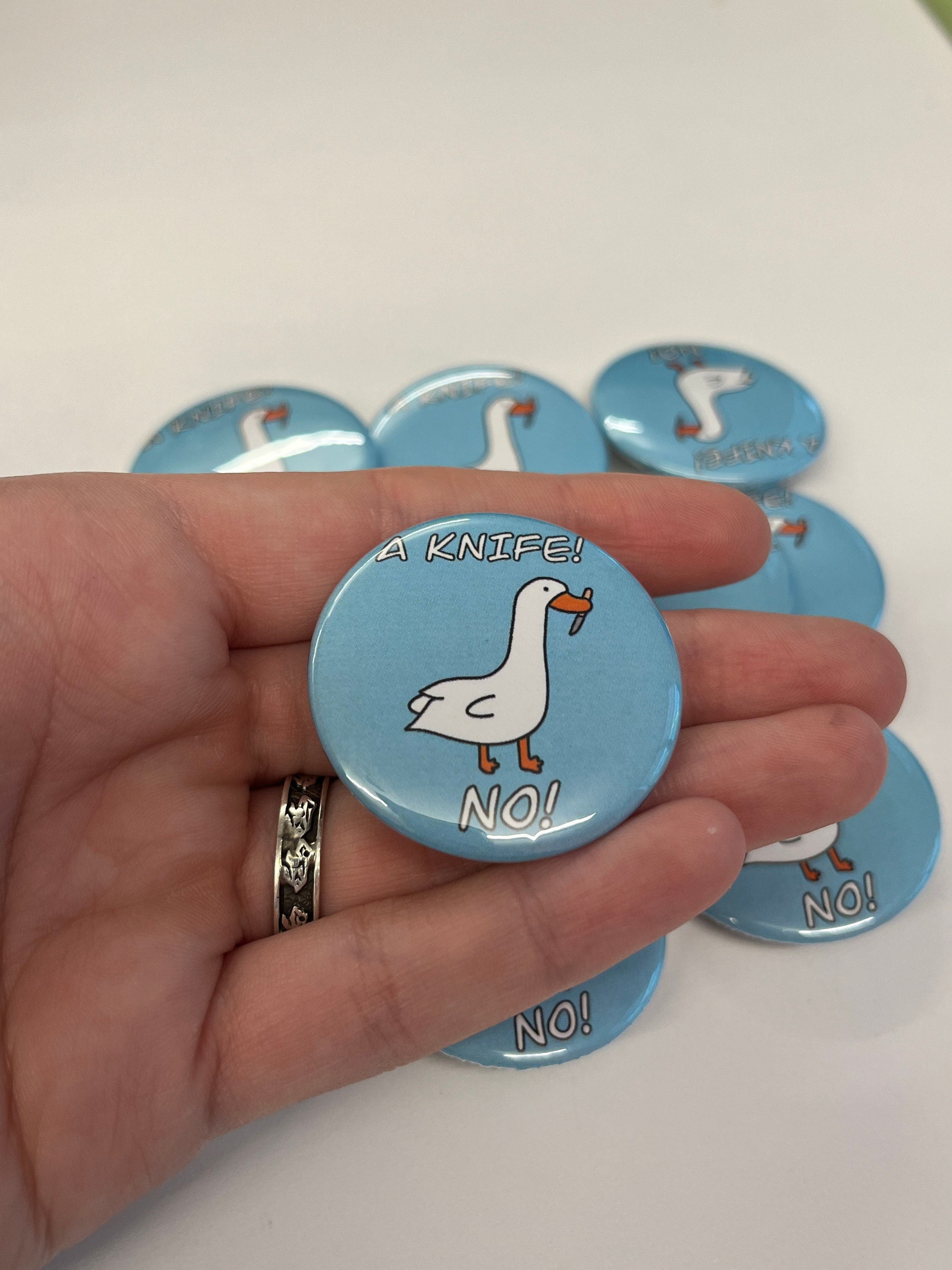 A Knife, No Pin Vine Pin Button, Goose Pin, Goose Button, Goose With ...