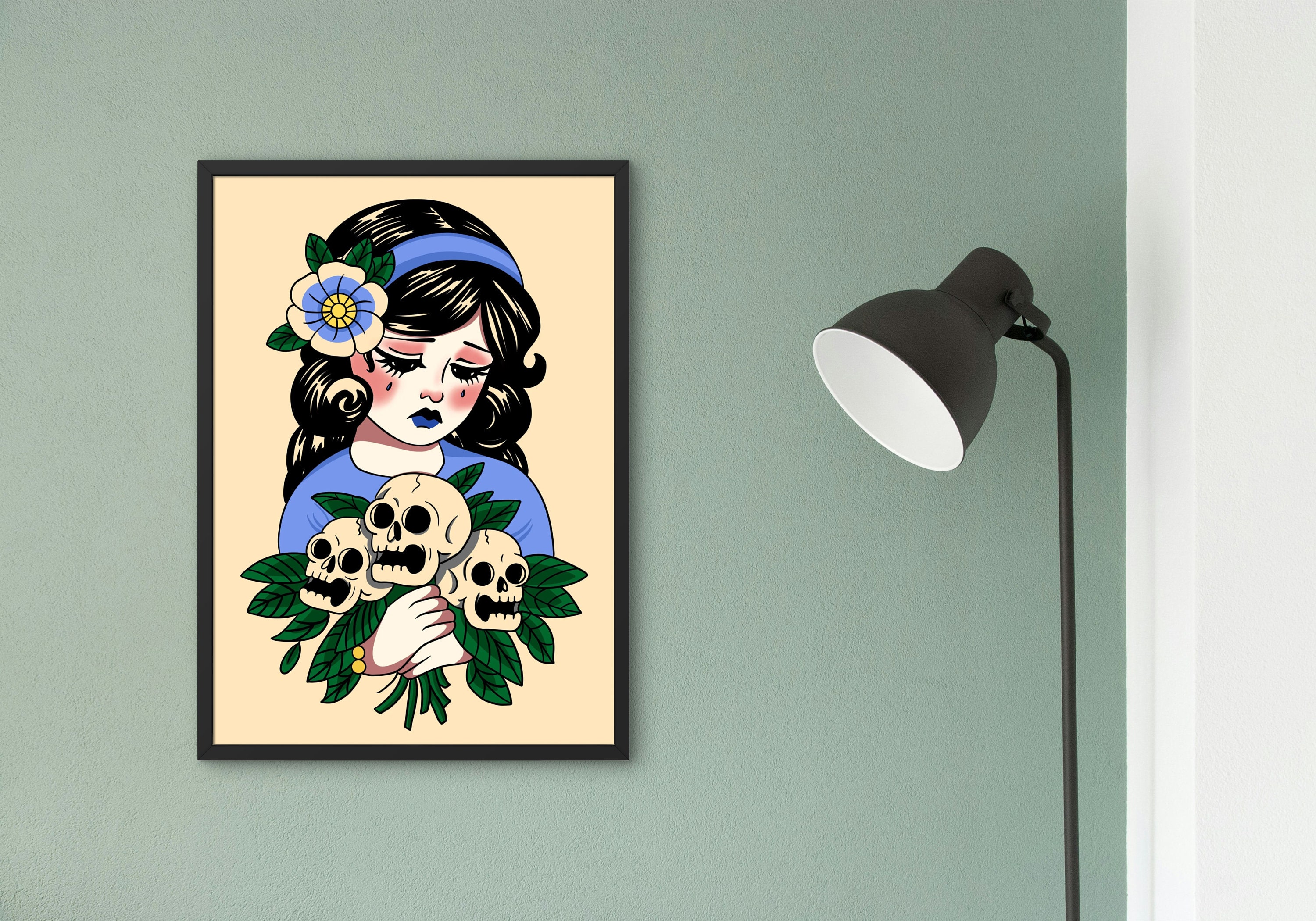 Crying Tattoo Girl, Film Poster, Digital Download, Minimalistic Retro ...
