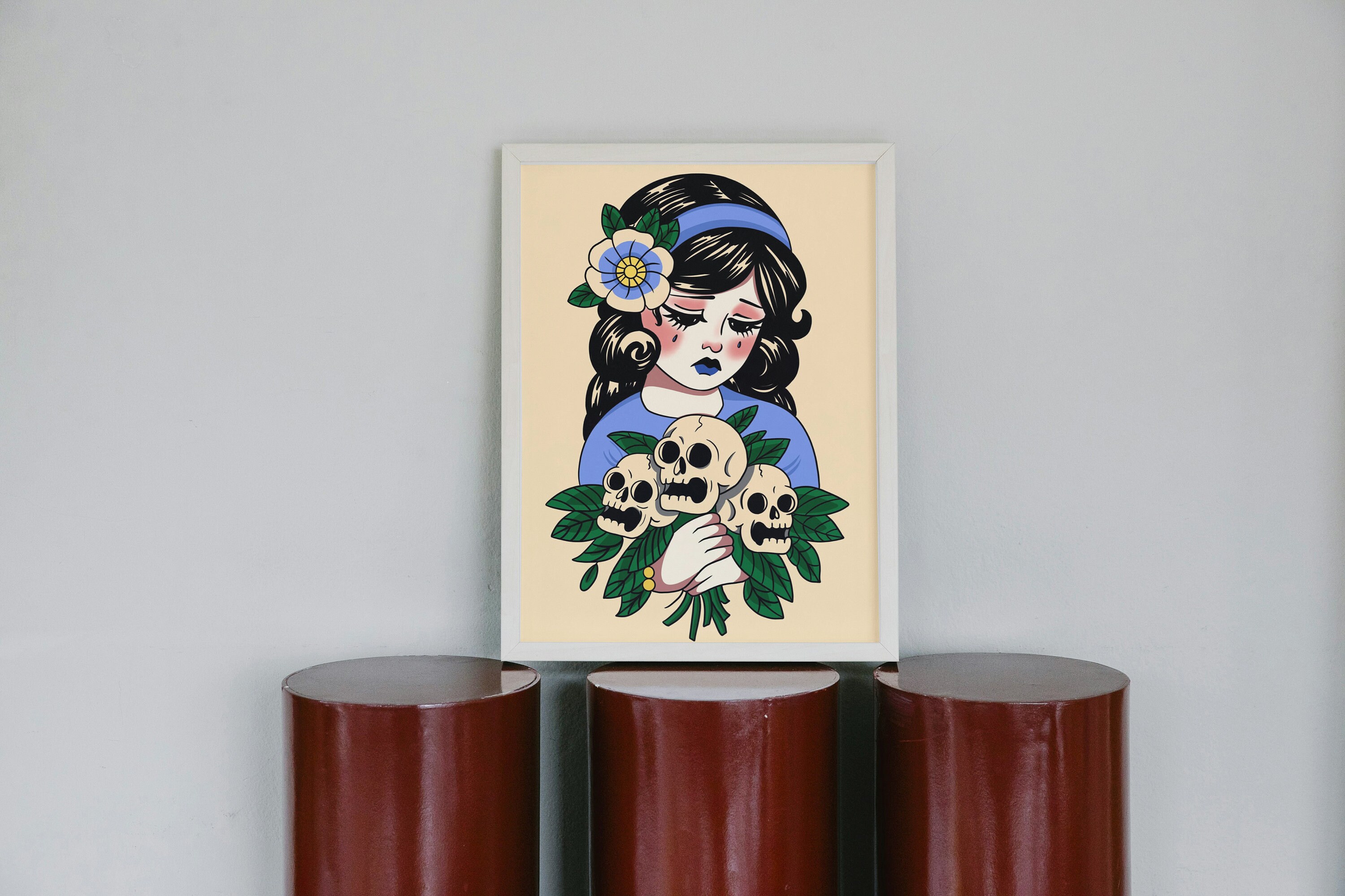 Crying Tattoo Girl, Film Poster, Digital Download, Minimalistic Retro ...