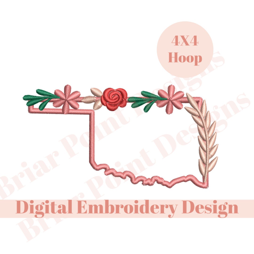 Oklahoma State Floral Outline, Machine Embroidery Design, Instant ...