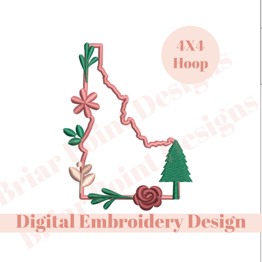 Idaho State Floral Outline, Machine Embroidery Design, Instant Download ...