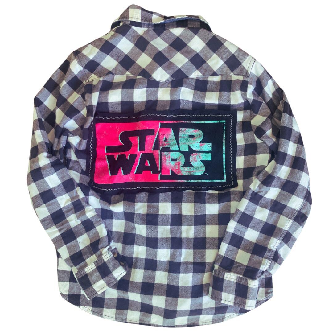 Star Wars Patch Flannel Shirt, Black & White Plaid, Women's Small - Etsy