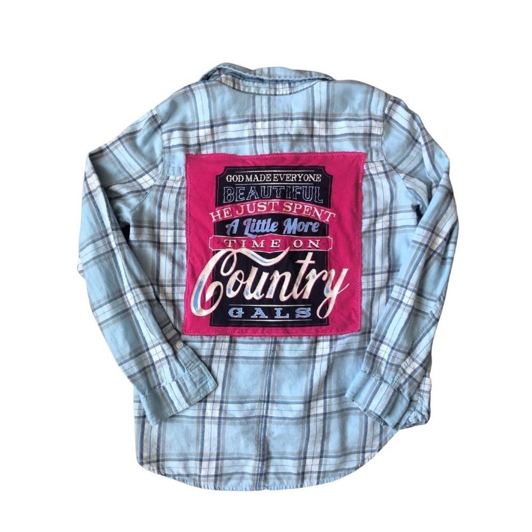 Flannel With Patch, Flannel With Shirt, Country Girls, Blue Plaid ...