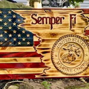 USMC Wooden Flag: Rustic American Flag, Marines Corps Logo - Etsy