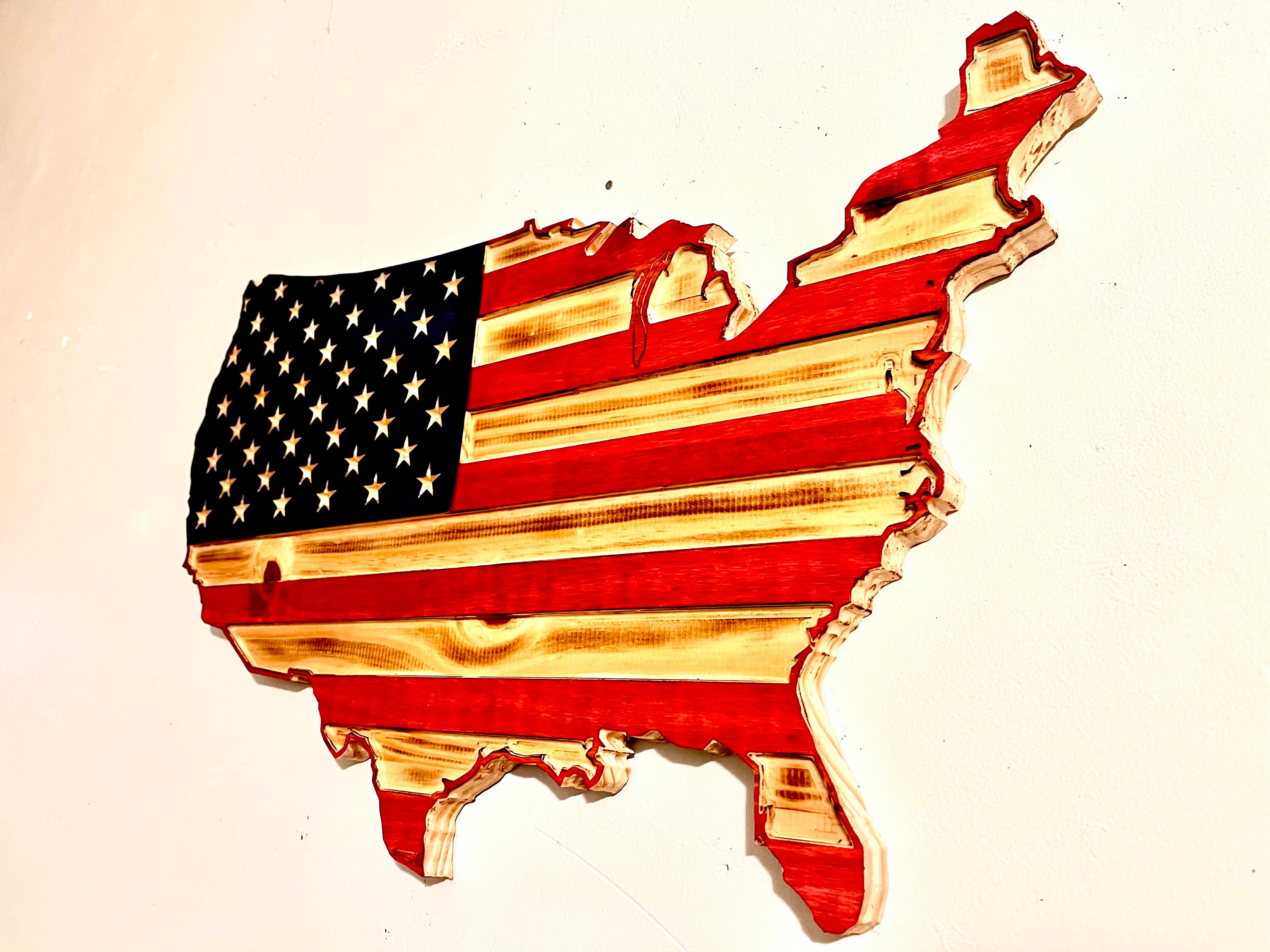 Rustic American Flag USA SHAPED FLAG United States Map - Etsy