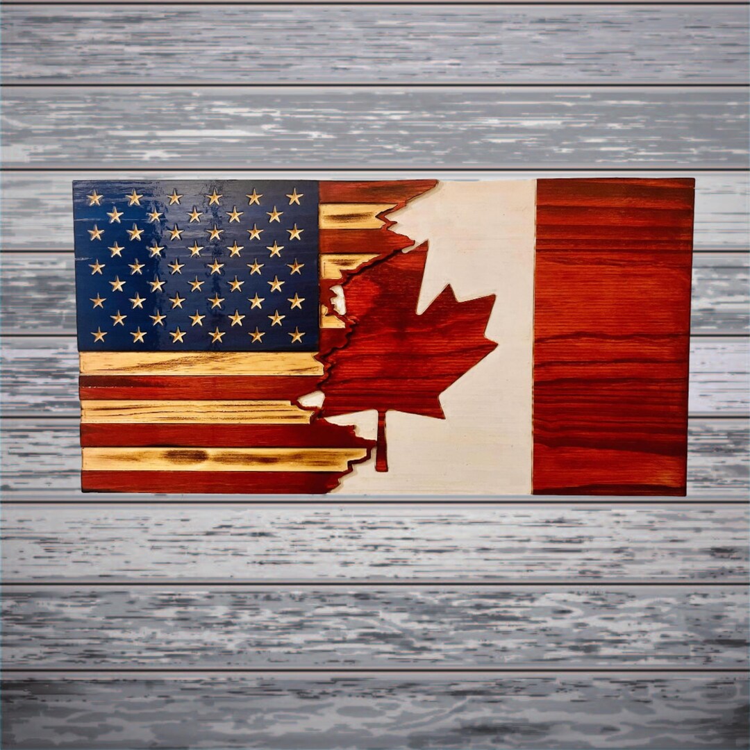 Rustic Wooden Us/canada, American Flag, Charred American Flag, Rustic ...