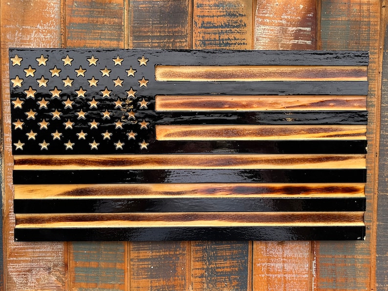 Small Wooden American Flag, Black American Flag, Wooden Flags, Rustic ...